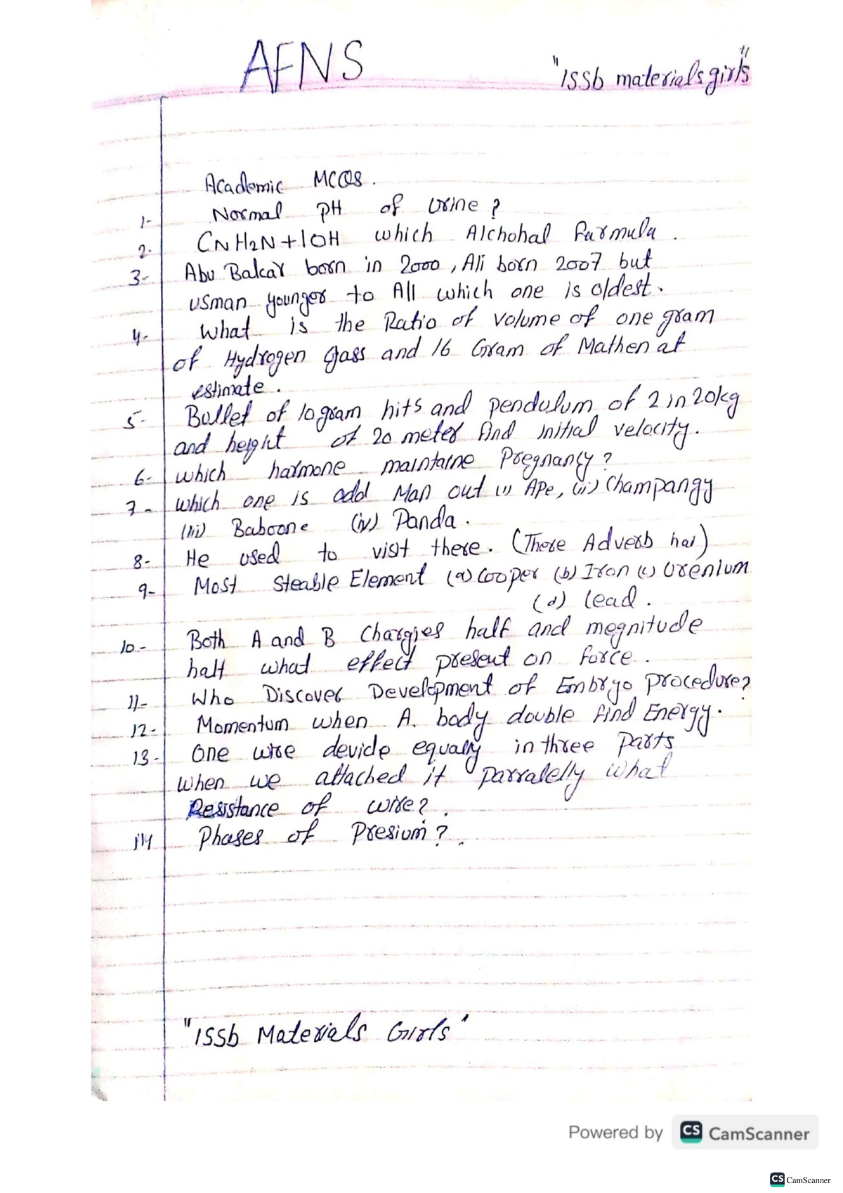 AFNS Academic MCQs: Key Topics for Cadets and ISSB Prep - Studocu