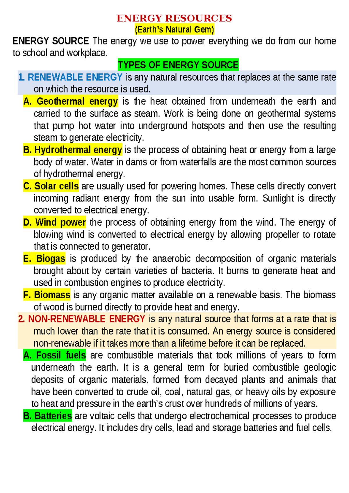 Energy Resources Overview (114407): Types & Applications of Energy ...