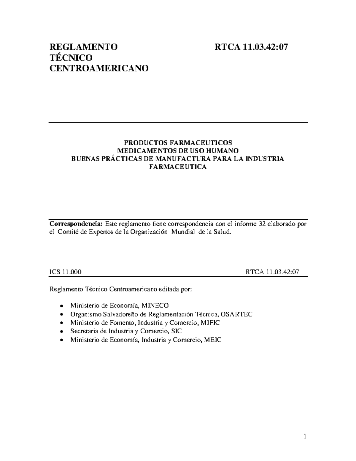 Reglamento Técnico Centroamericano RTCA 11.03.42:07 sobre BPM en ...