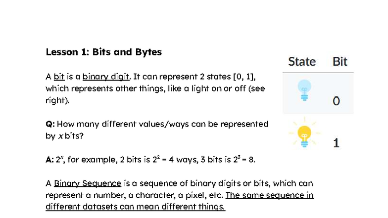 AP CSP Unit 1: Understanding Bits, Binary, and Encoding - Studocu