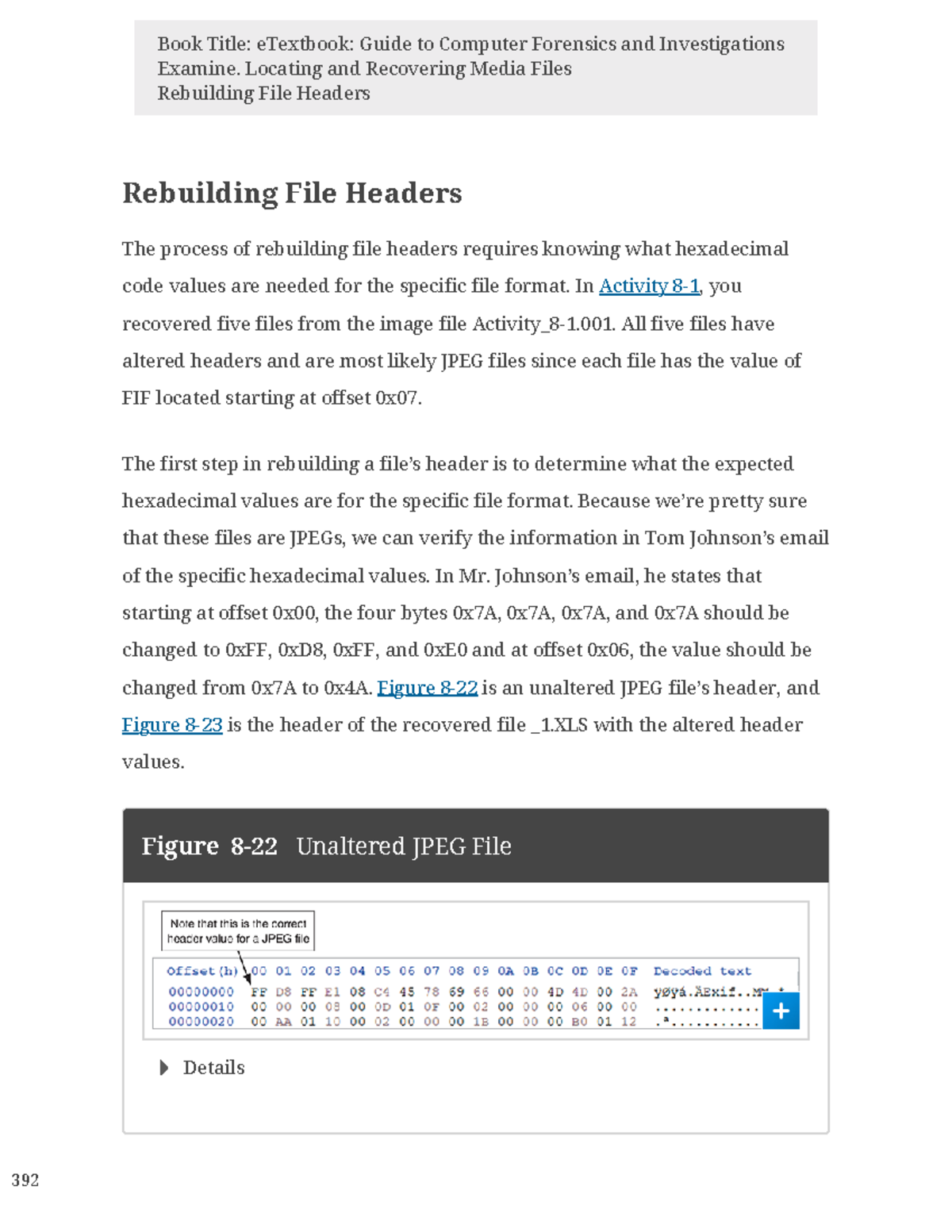 Activity 8-2: Rebuilding JPEG File Headers in Computer Forensics - Studocu