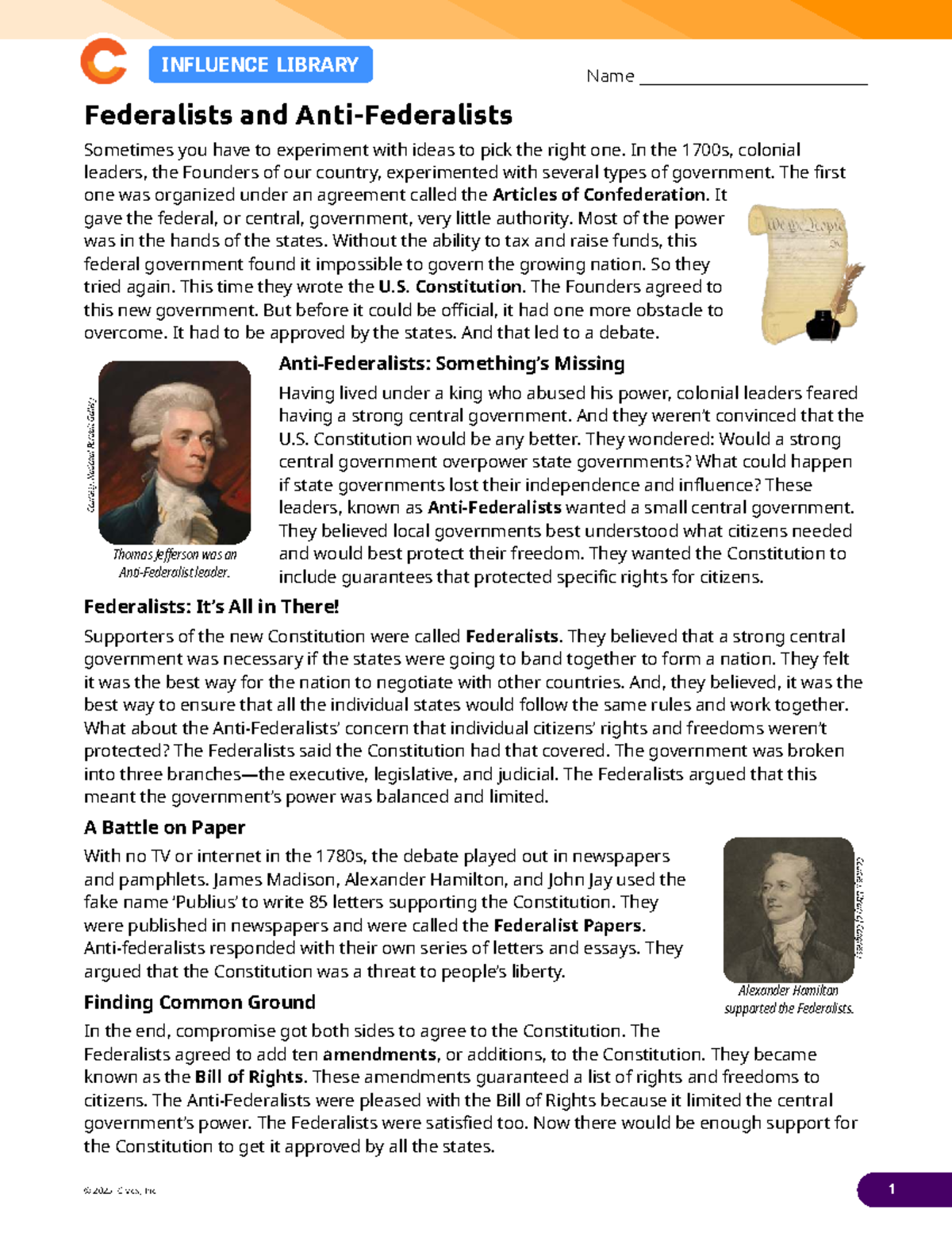 Icivics 2025: Federalists vs. Anti-Federalists Overview - Studocu