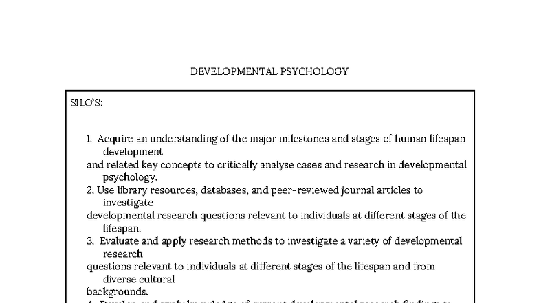 Developmental Psychology 101: WK 1-6 Lecture Notes & Research Insights ...