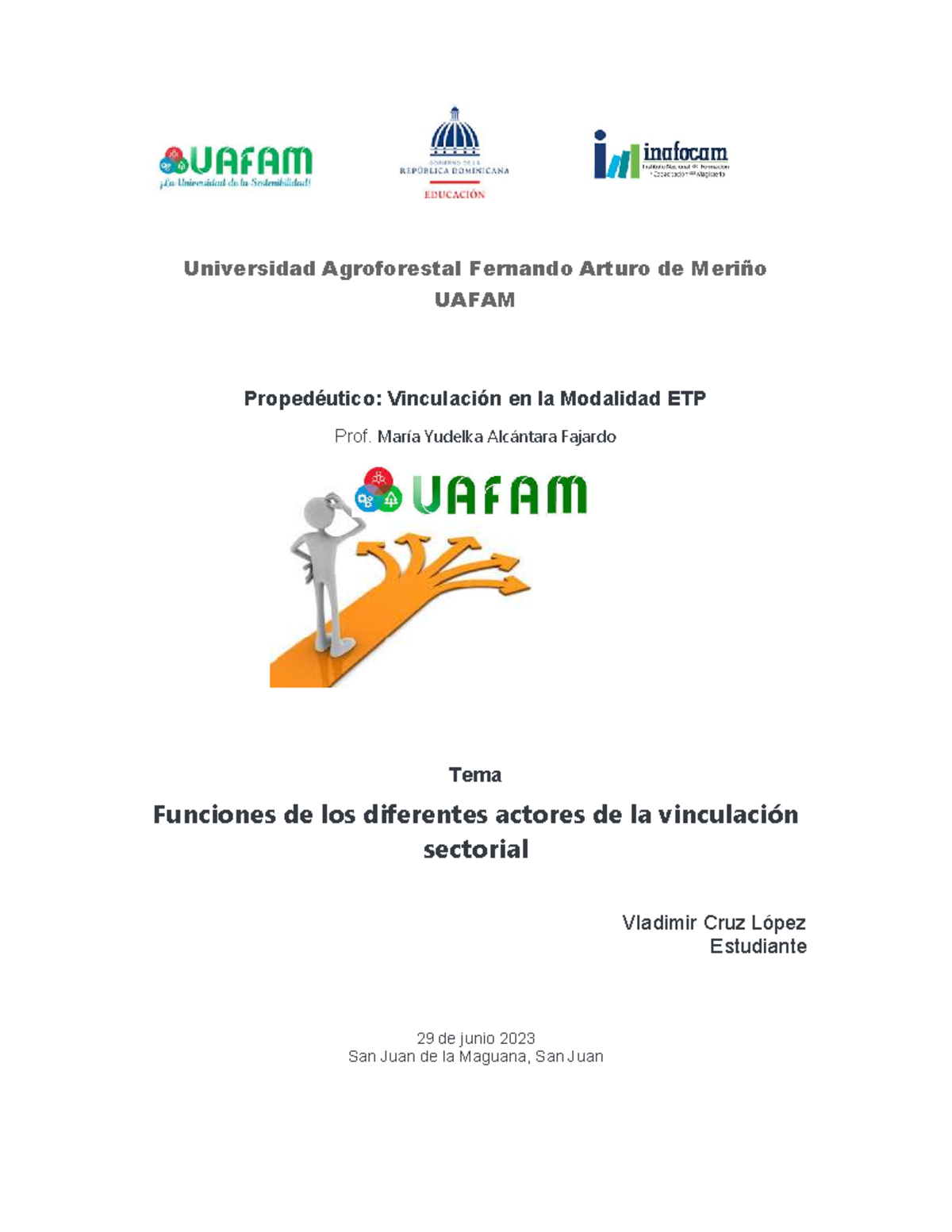 Funciones de Vinculación en ETP - UAFAM Propedéutico 2023 - Studocu