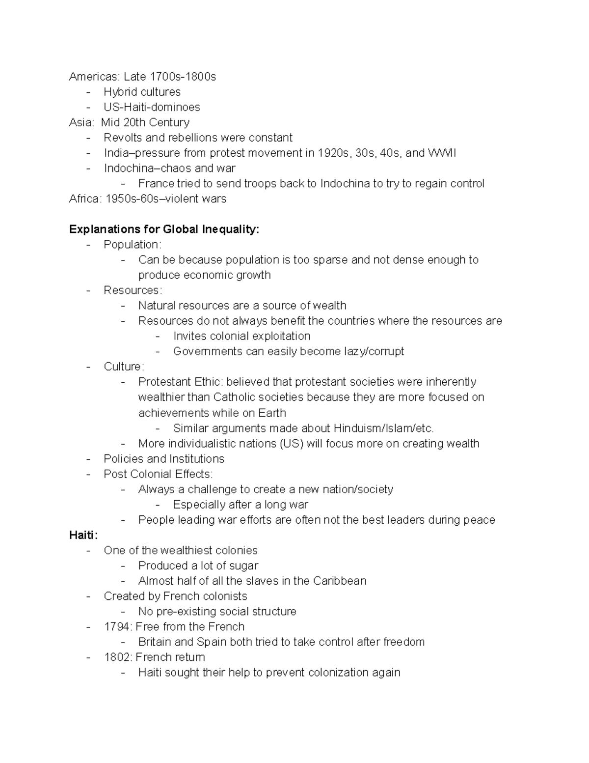 CP L. Notes: Decolonization and Global Inequality Analysis - Studocu
