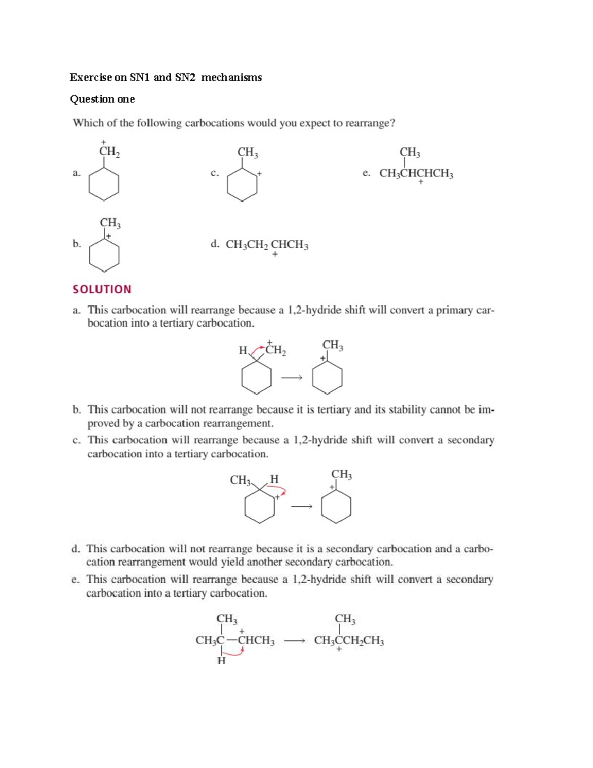 Exercise on SN1 and SN2 Mechanisms: Key Reactions and Predictions - Studocu