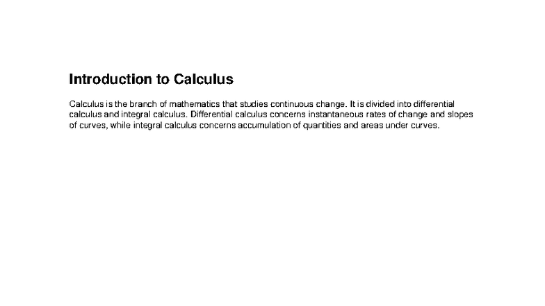 Calculus 101: Key Concepts and Applications Notes - Studocu