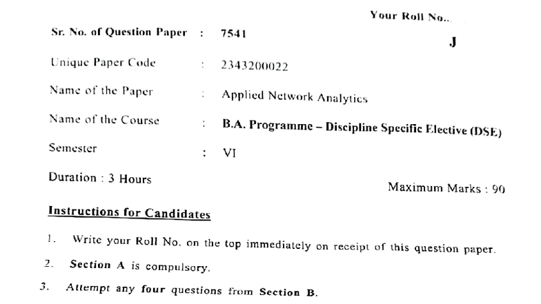QP - SNA - Social Network Analysis Practice Questions - Studocu