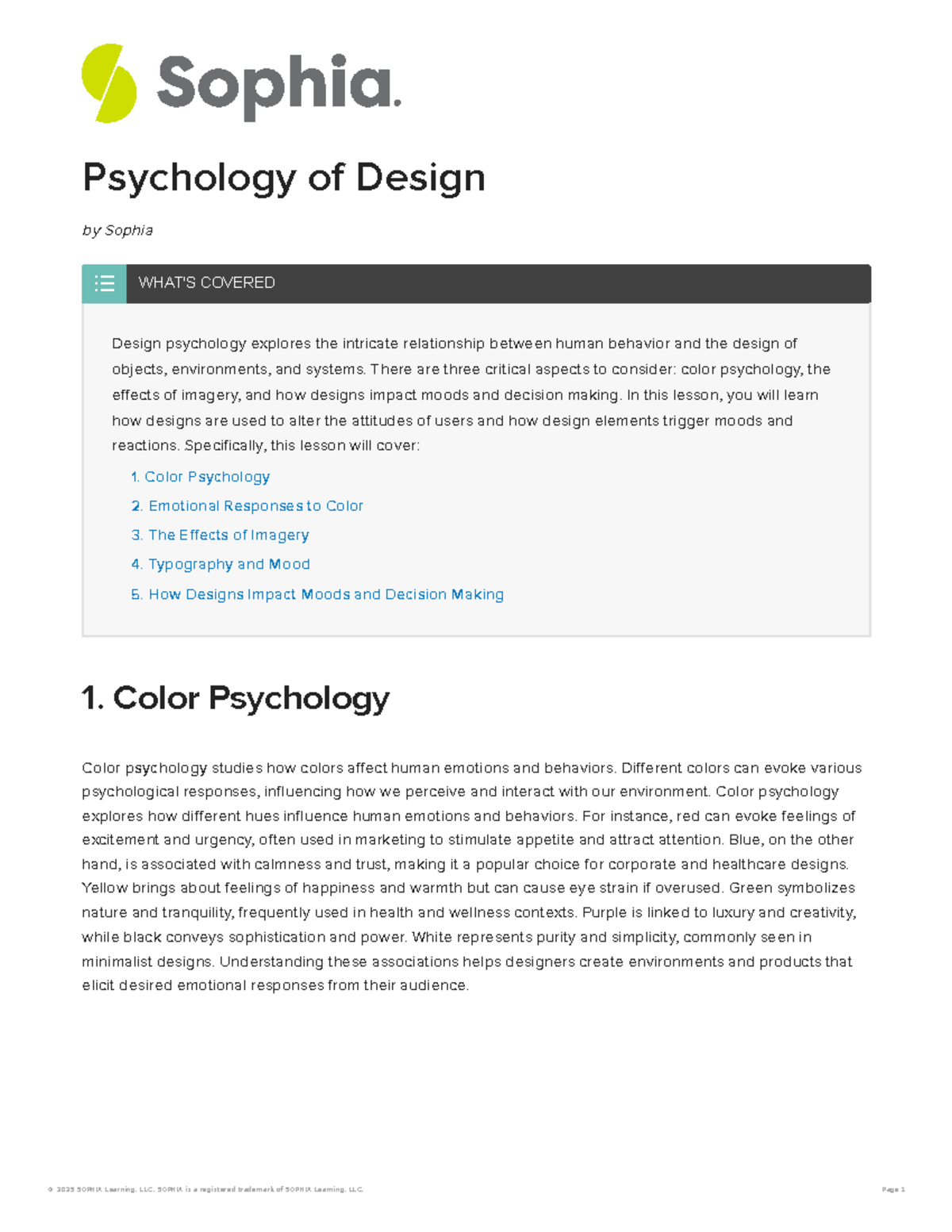 PSY 101: Psychology of Design - Understanding Color & Imagery - Studocu