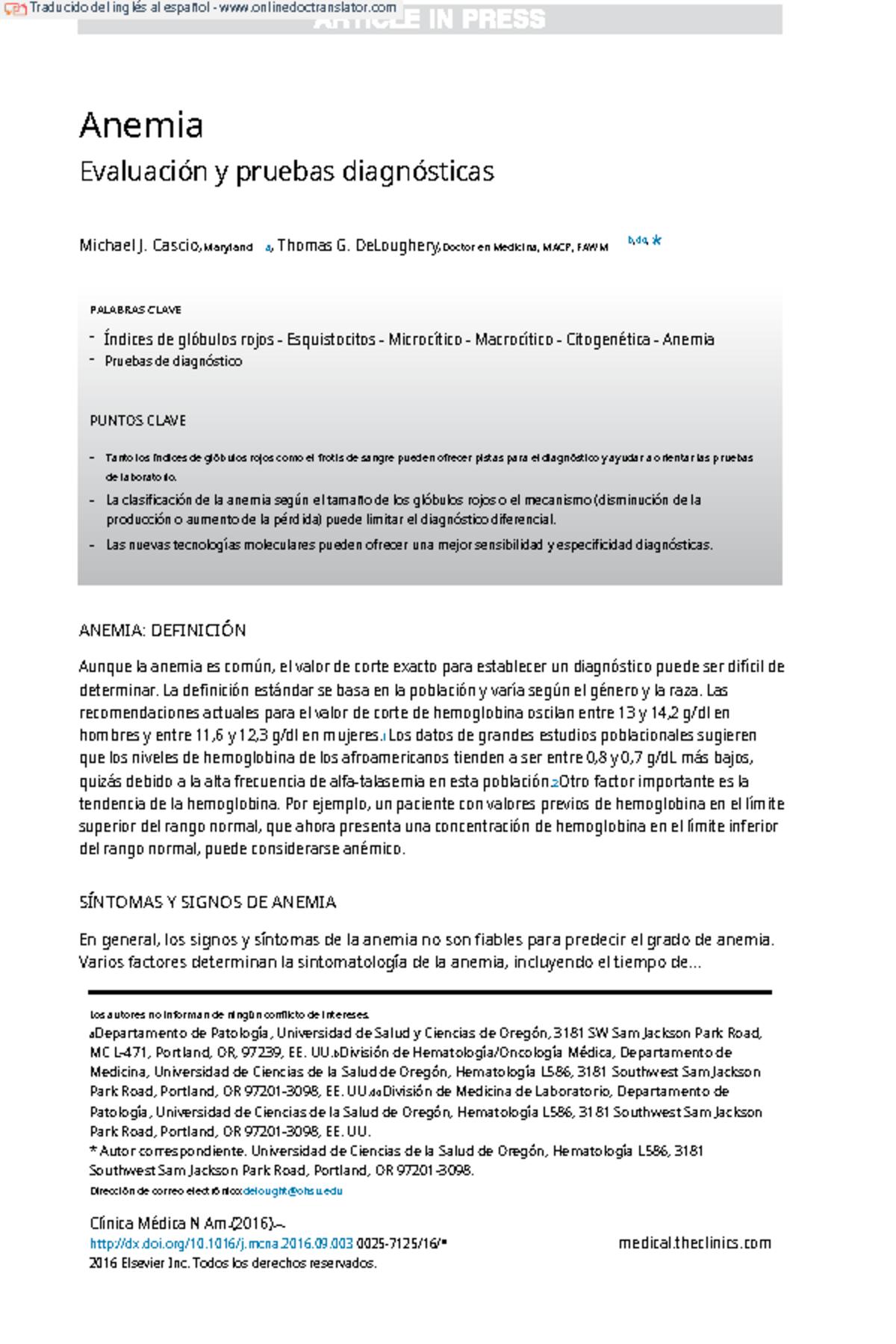 Evaluación y Diagnóstico de Anemia: Pruebas y Clasificación (MED 101 ...