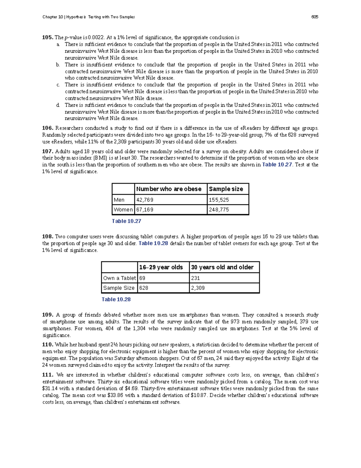 Chapter 10: Hypothesis Testing with Two Samples (605 105) - Studocu
