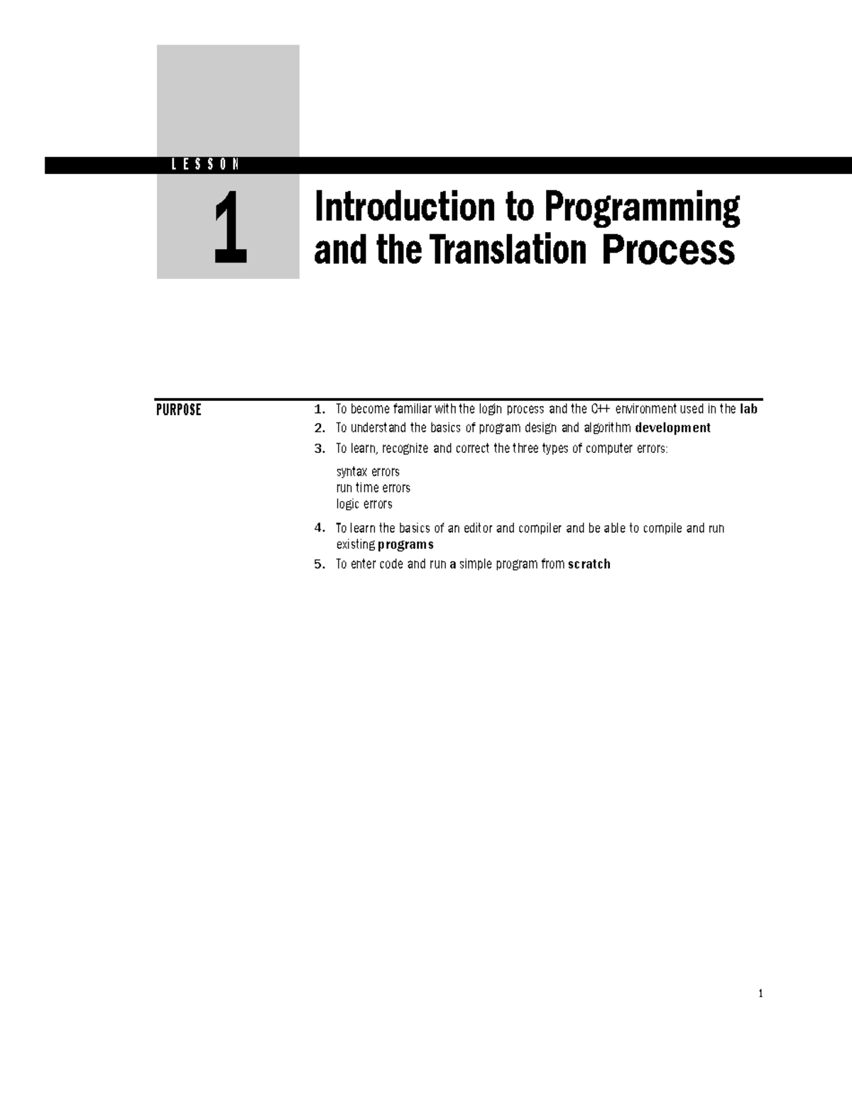 Lab 1 Description - Introduction to Programming and the Translation ...