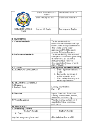 Grade 10 English Lesson Plan: Literary Approaches & Critique - Studocu