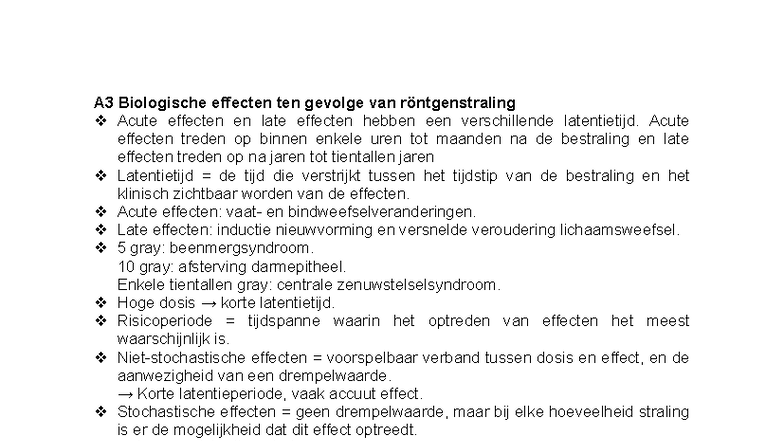 A3 - anatomische structren - A3 Biologische effecten ten gevolge van ...