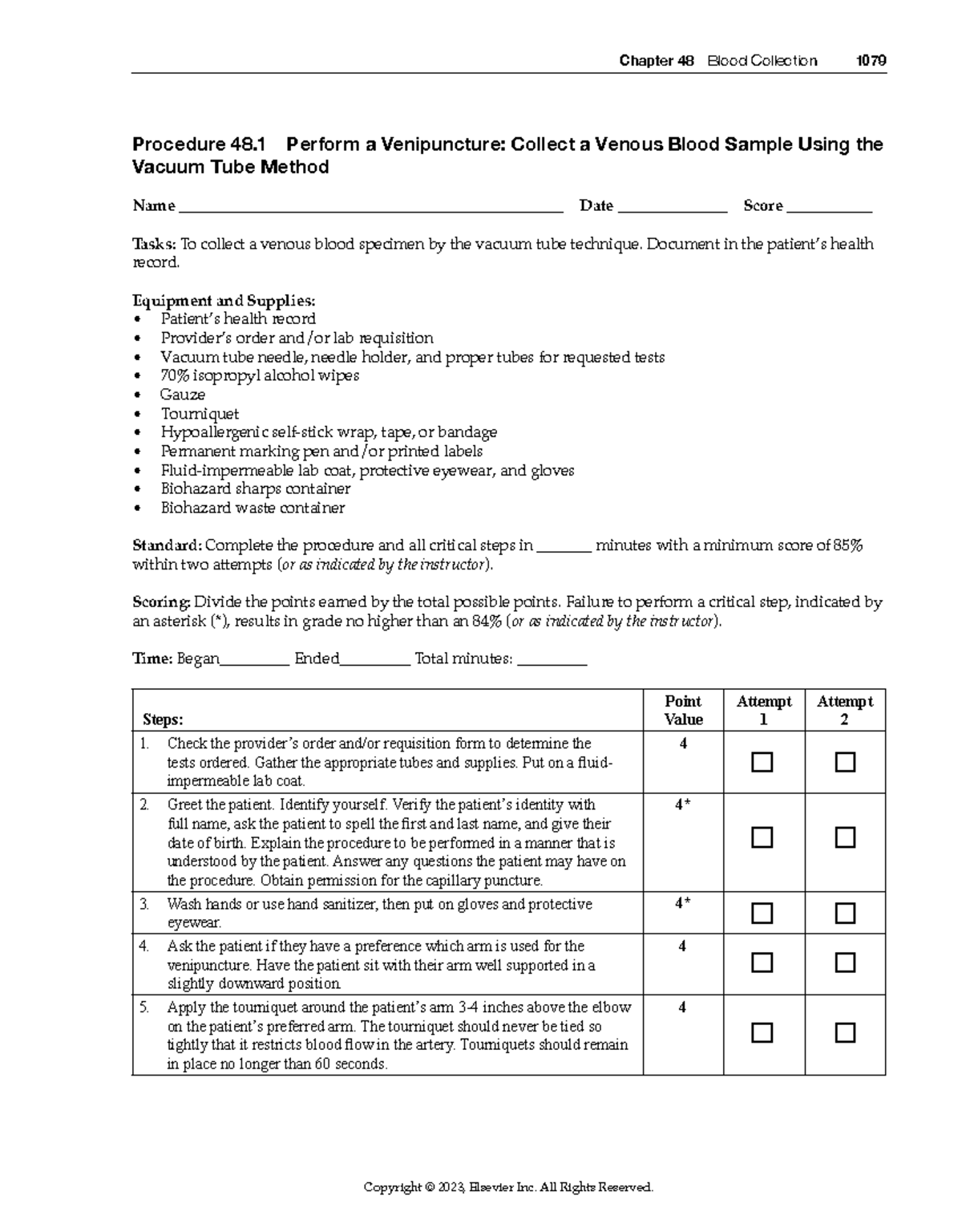 Procedure 48.1 Collect a Venous Blood Sample Using the Vacuum Tube ...