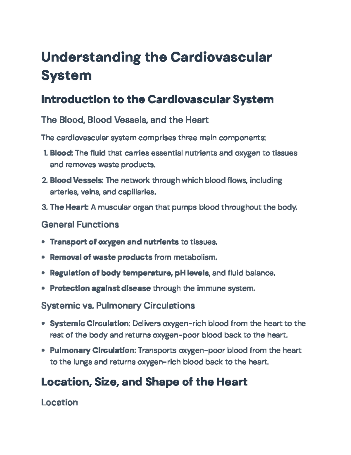 Introduction to the Cardiovascular System: Structure & Functions ...
