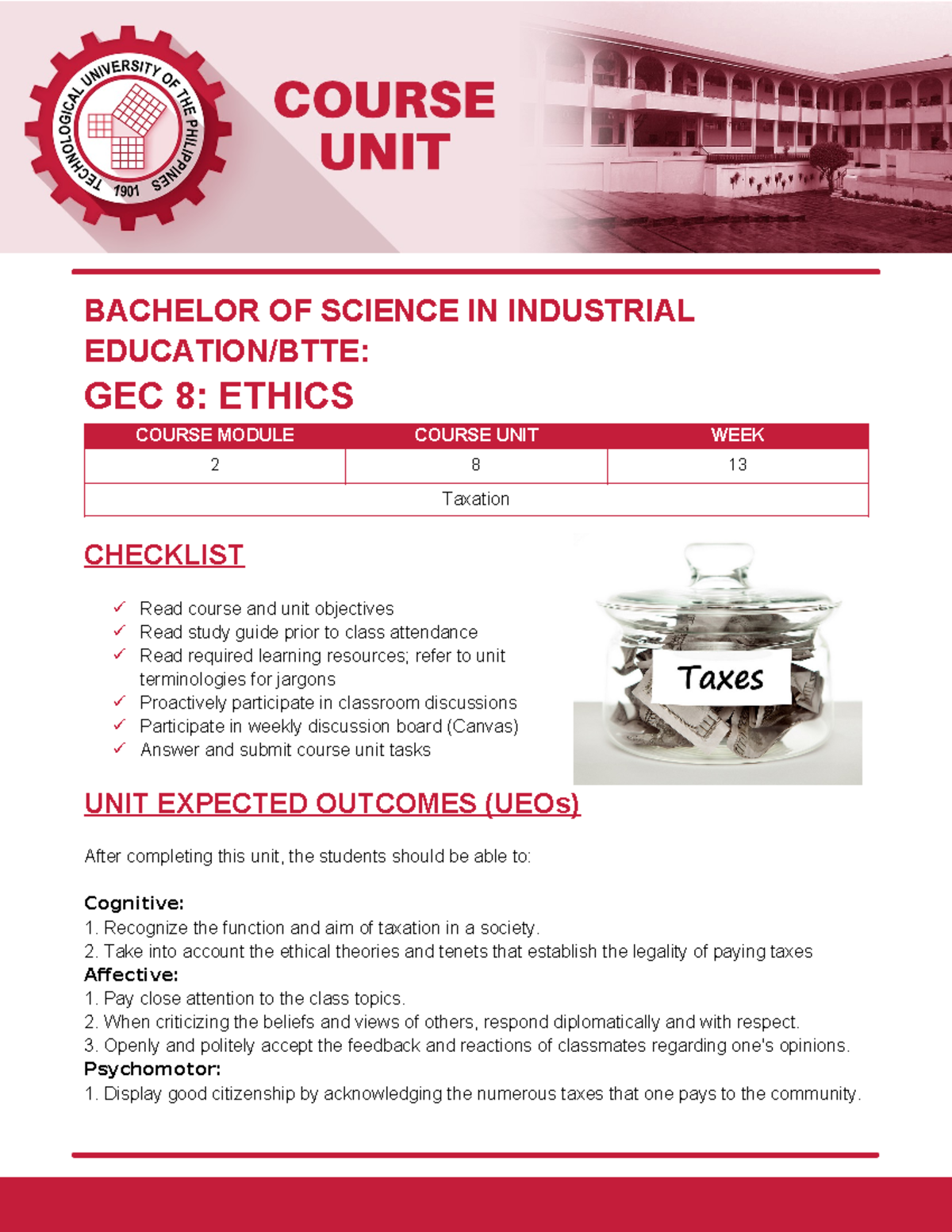 Ethics 10 - NOTES - BACHELOR OF SCIENCE IN INDUSTRIAL EDUCATION/BTTE ...