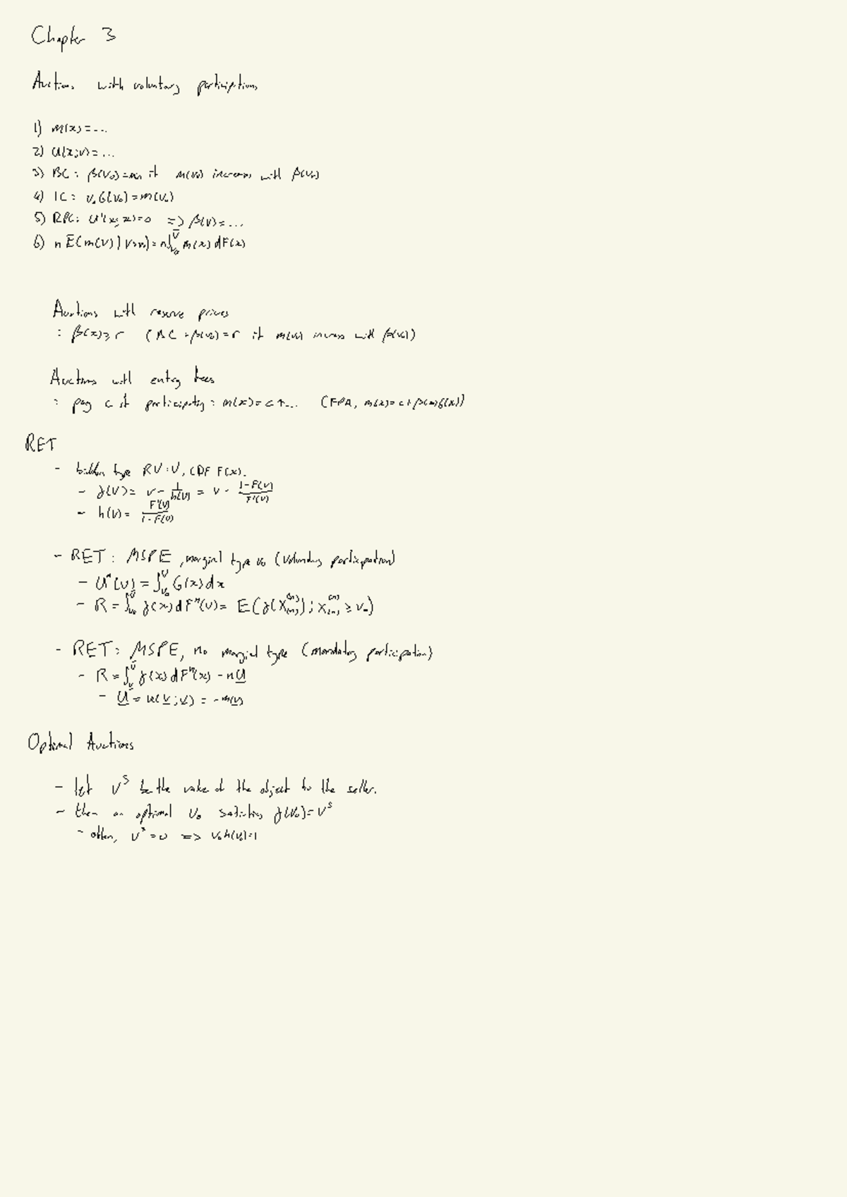 Chapter 3: Auctions and Valuations in ME Course - Studeersnel