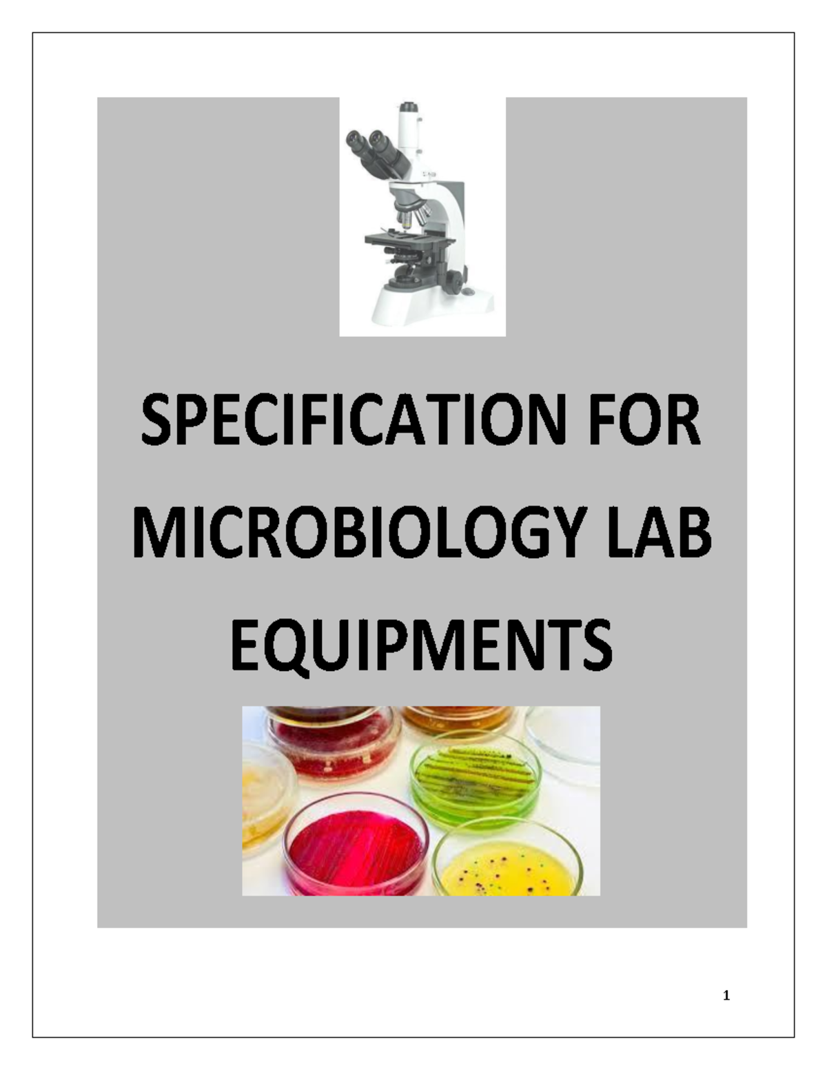 Specification of Microbiology Lab Equipment - Complete Guide - Studocu
