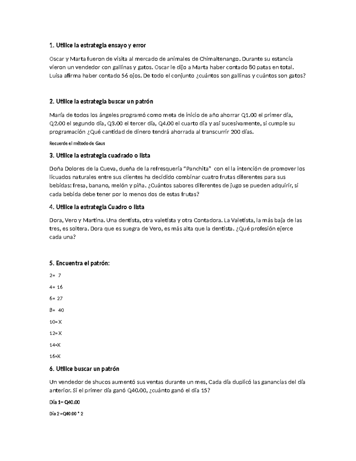 Repaso 1.1: Estrategias de Resolución de Problemas Matemáticos - Studocu