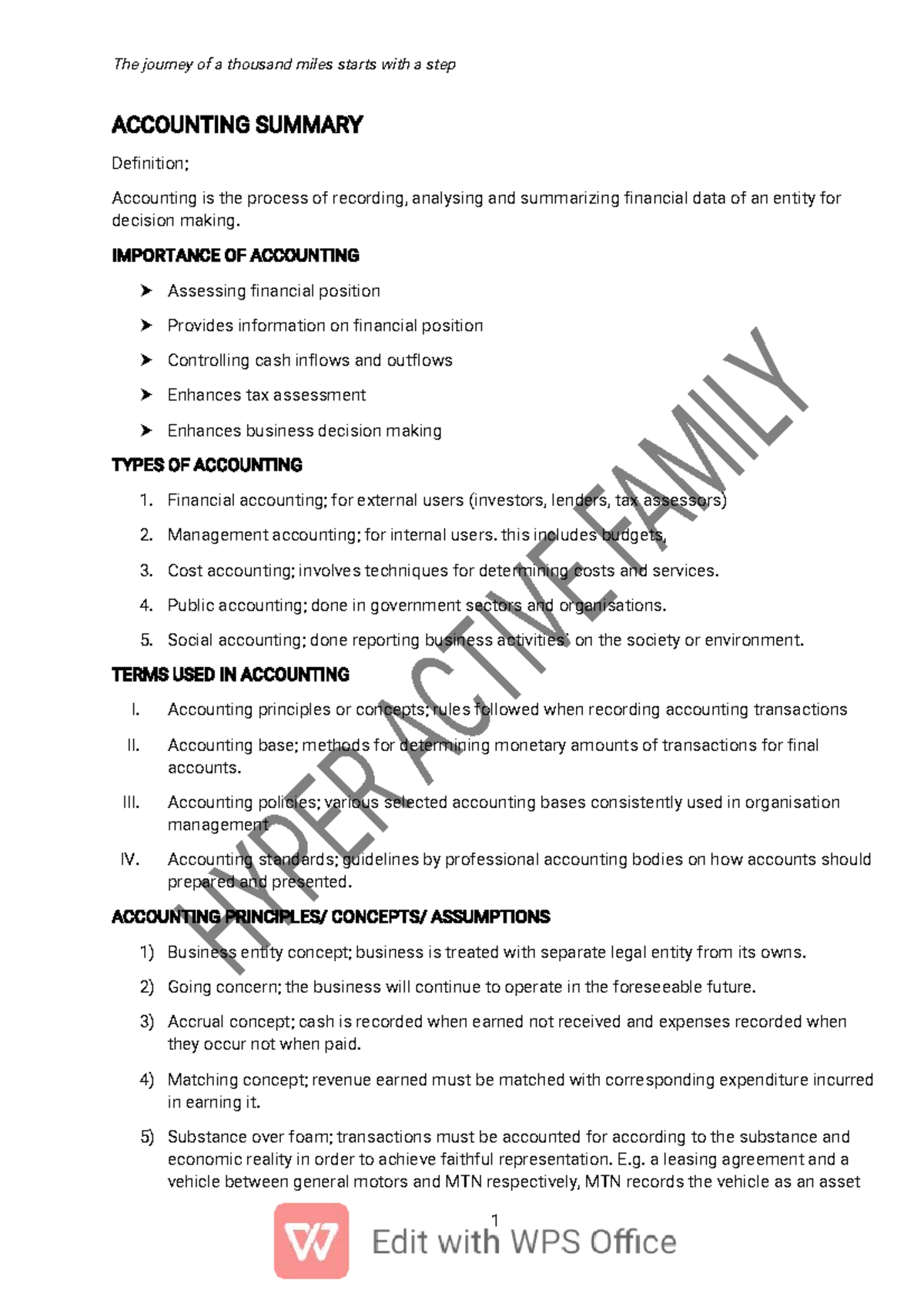 Accounting Summary: Key Concepts and Principles (ACCT 101) - Studocu