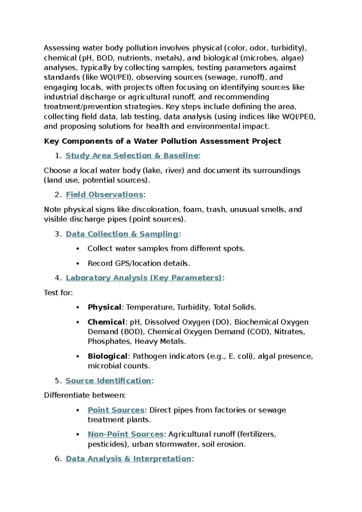 Water Pollution Assessment: Key Components and Analysis Techniques ...