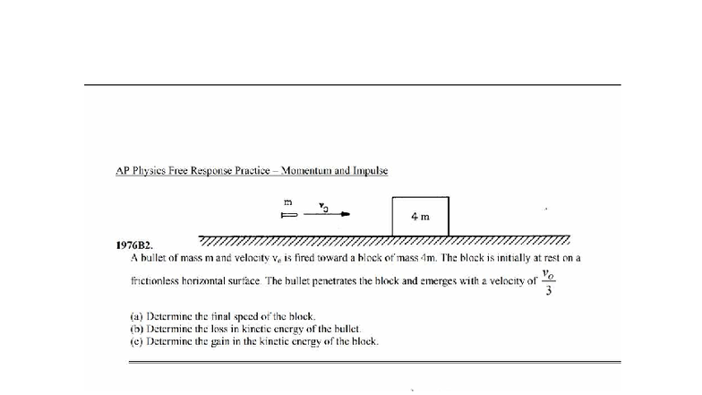 AP Physics Practice Problems: Momentum & Impulse (1976-2002) - Studocu