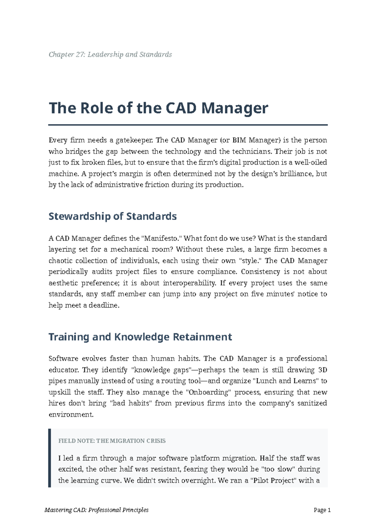 Chapter 27: The Role of the CAD Manager in Leadership Standards - Studocu