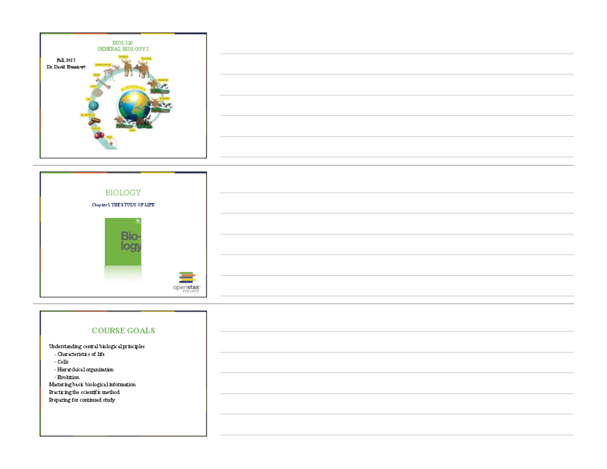 BIOL 120: General Biology I - Chapter 1 Overview of Life - Studocu