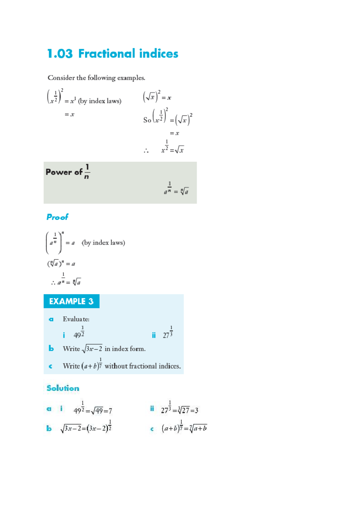 1.03 Fractional Indices: Understanding Index Laws and Examples - Studocu
