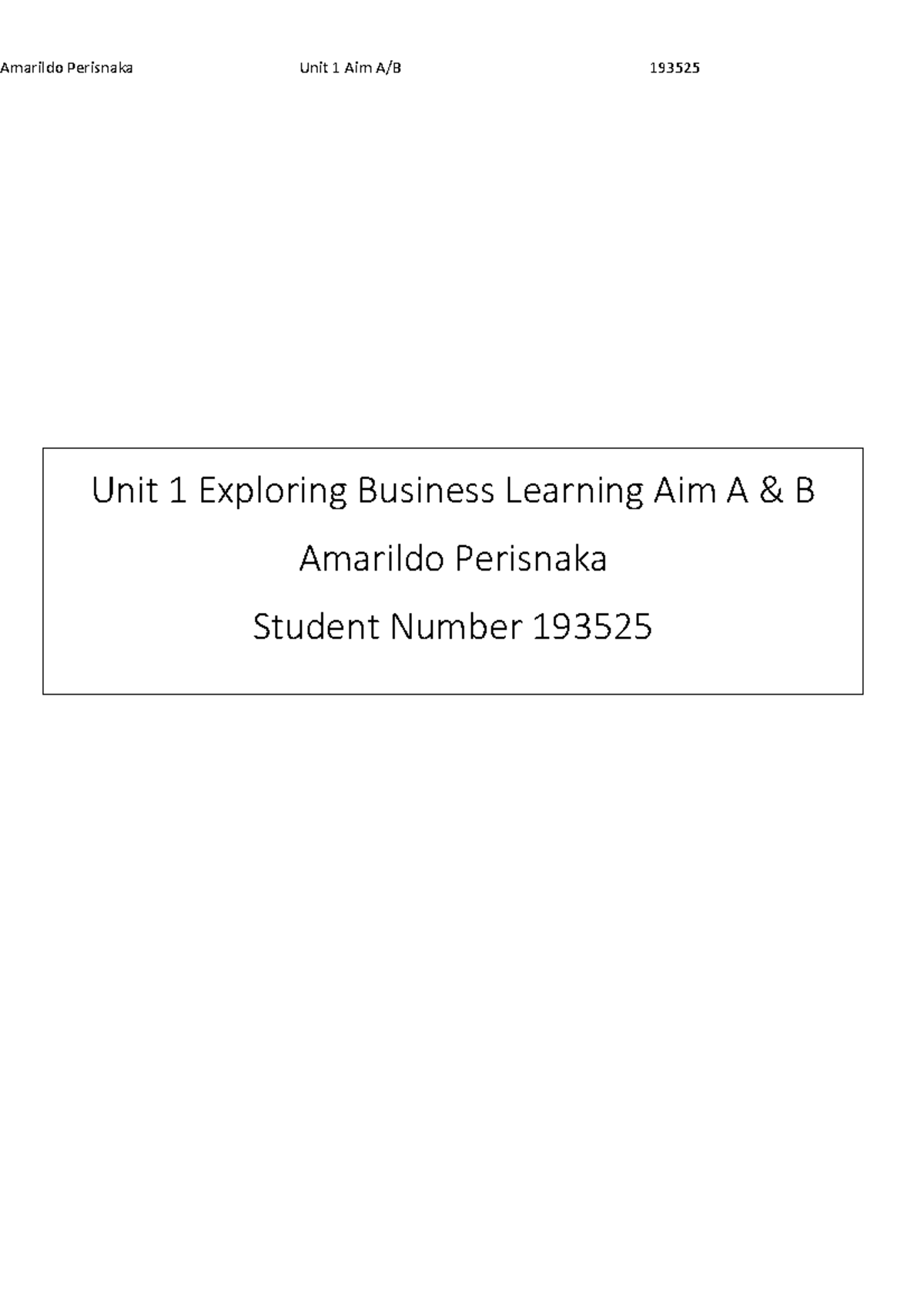 BTEC Business Level 3 extended Unit 1 Aim A-B Distinction - hjjjj Unit ...