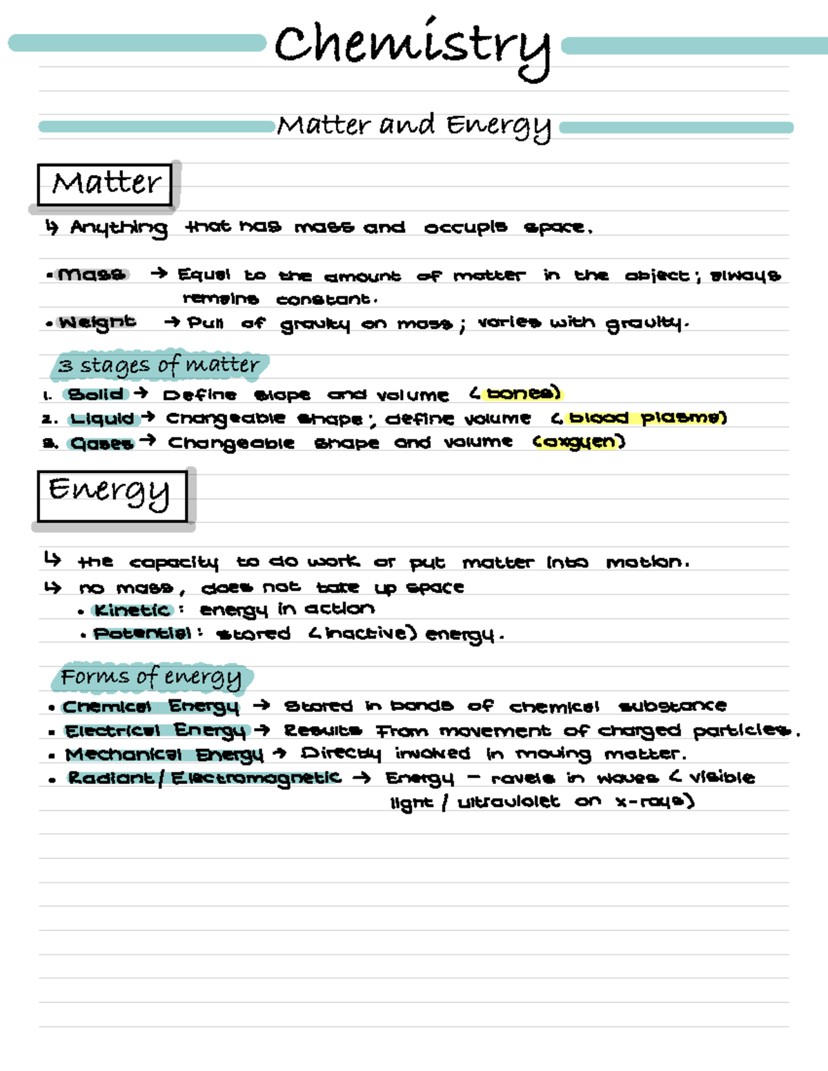 Chapter 2 Notes - Chemistry and Its Role in Anatomy & Physiology - Studocu