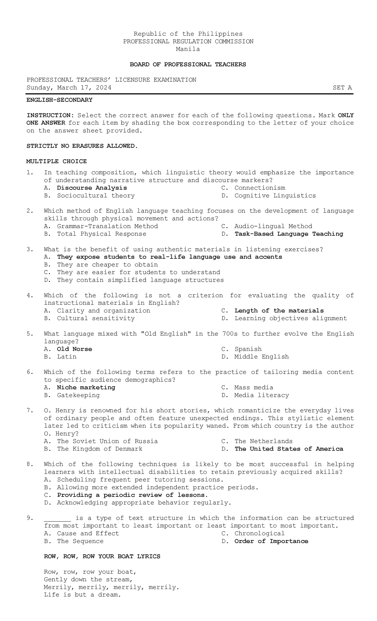 Actual LET English 2024: Professional Licensure Exam Review Questions ...