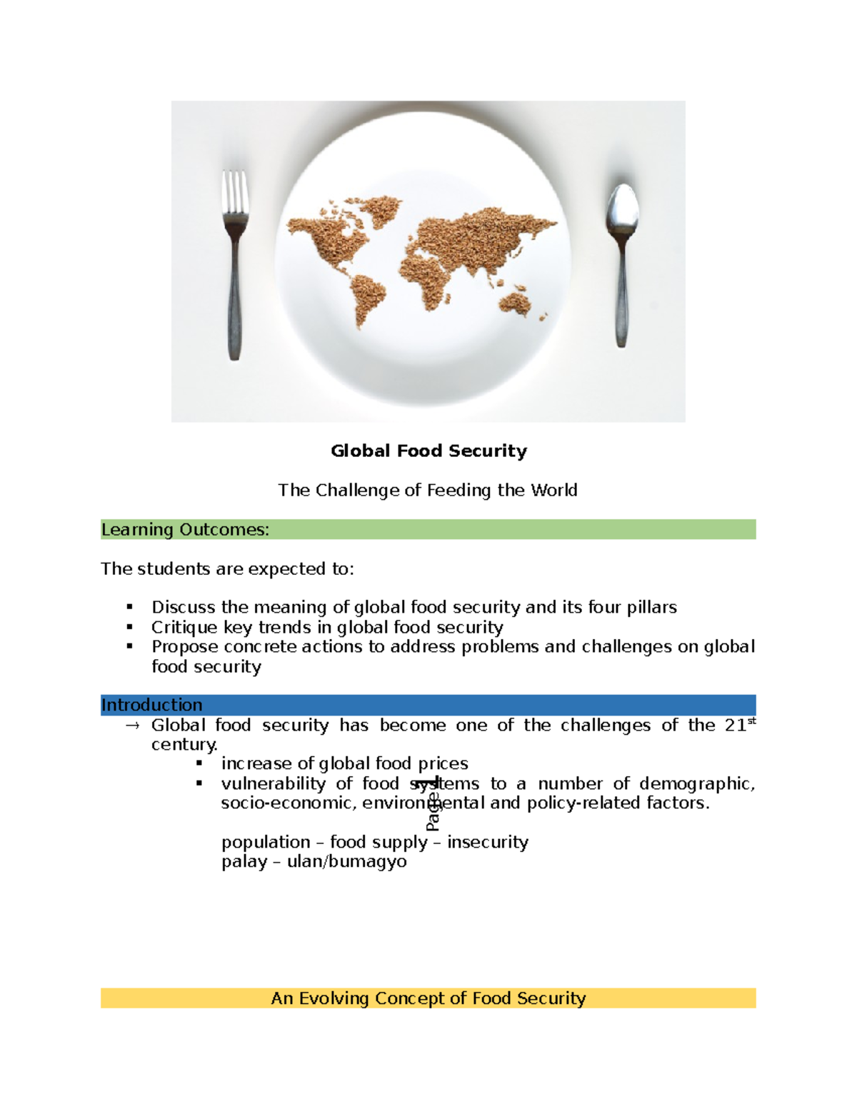 Module 14 - Global Food Security - Part 1 - Page 1 Global Food Security ...