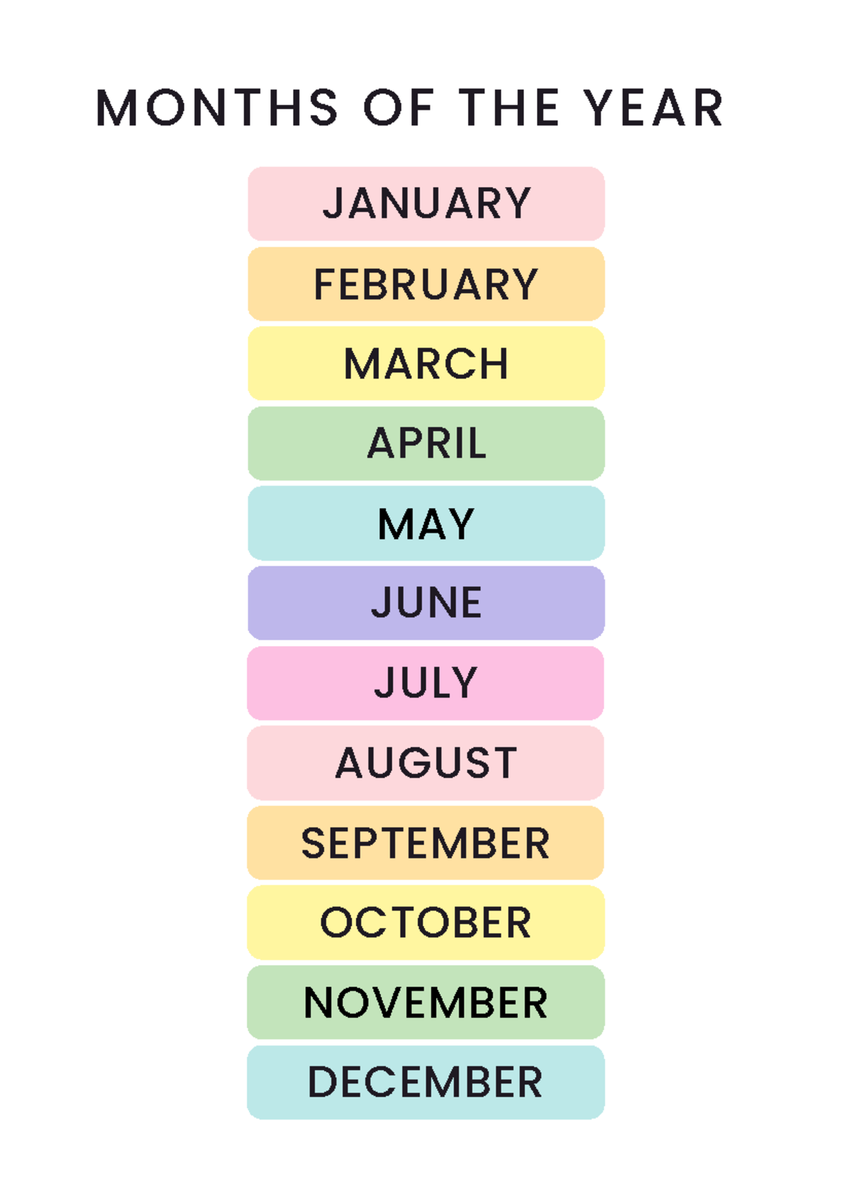 Months Of The Year Poster - 2-AEF-SB-3ED - MONTHS OF THE YEAR JANUARY ...