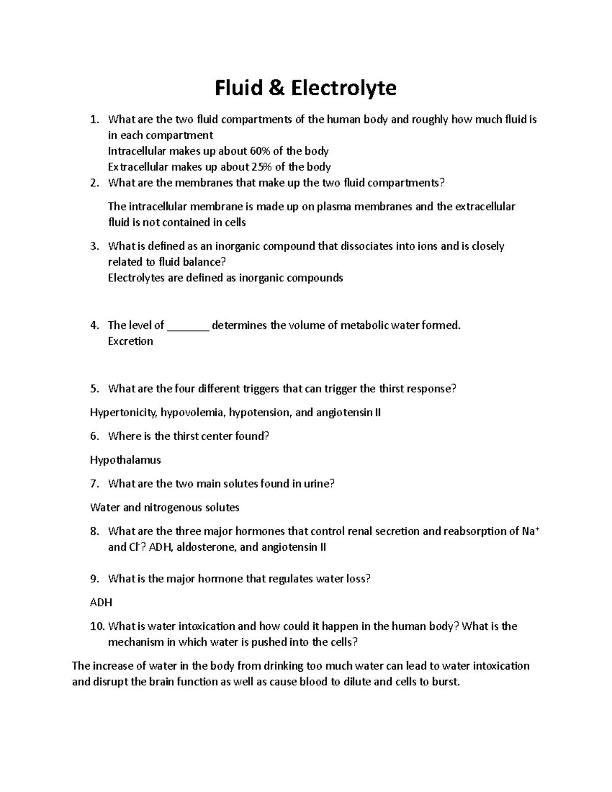 WK 5 Assignment - Fluid & Electrolyte What are the two fluid ...