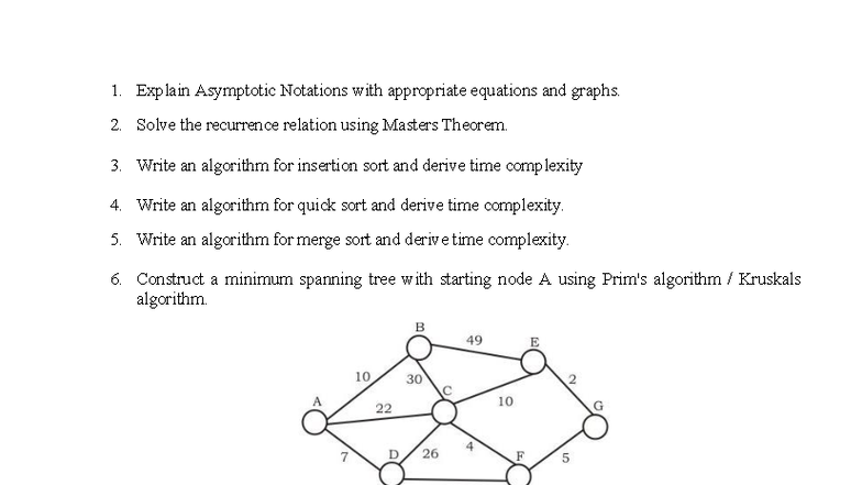 PT1 QB DSE - none - Explain Asymptotic Notations with appropriate ...