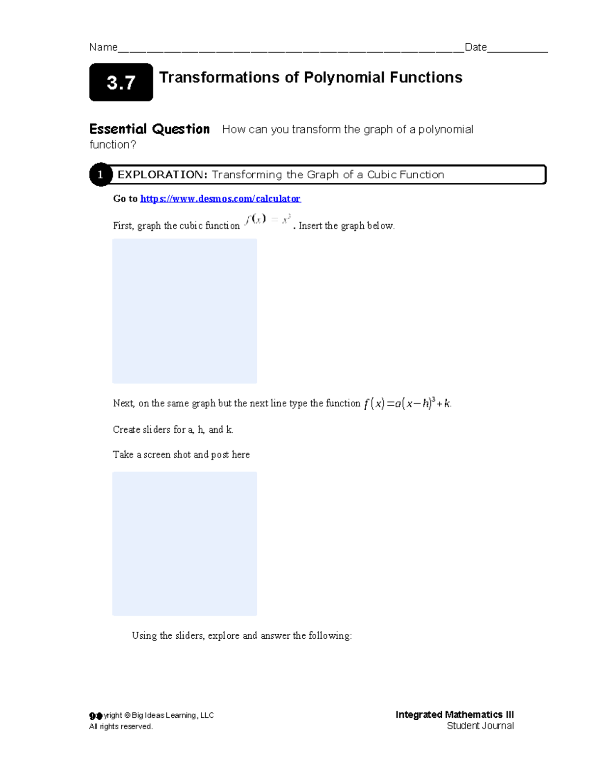 Exploring Transformations of Cubic & Quartic Polynomials CII2ZFO - Studocu