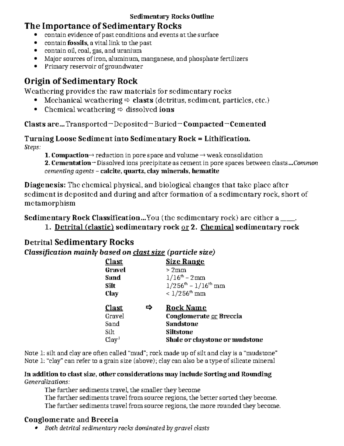 Sedimentary Rocks Outline: Properties, Formation, and Classification ...