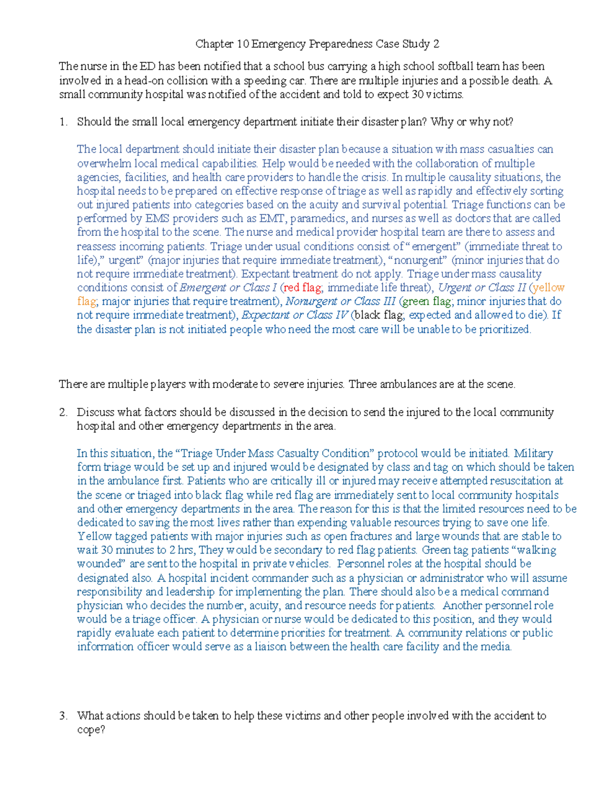 Chapter 10 Emergency Preparedness Case Study 2 - Triage in Mass ...