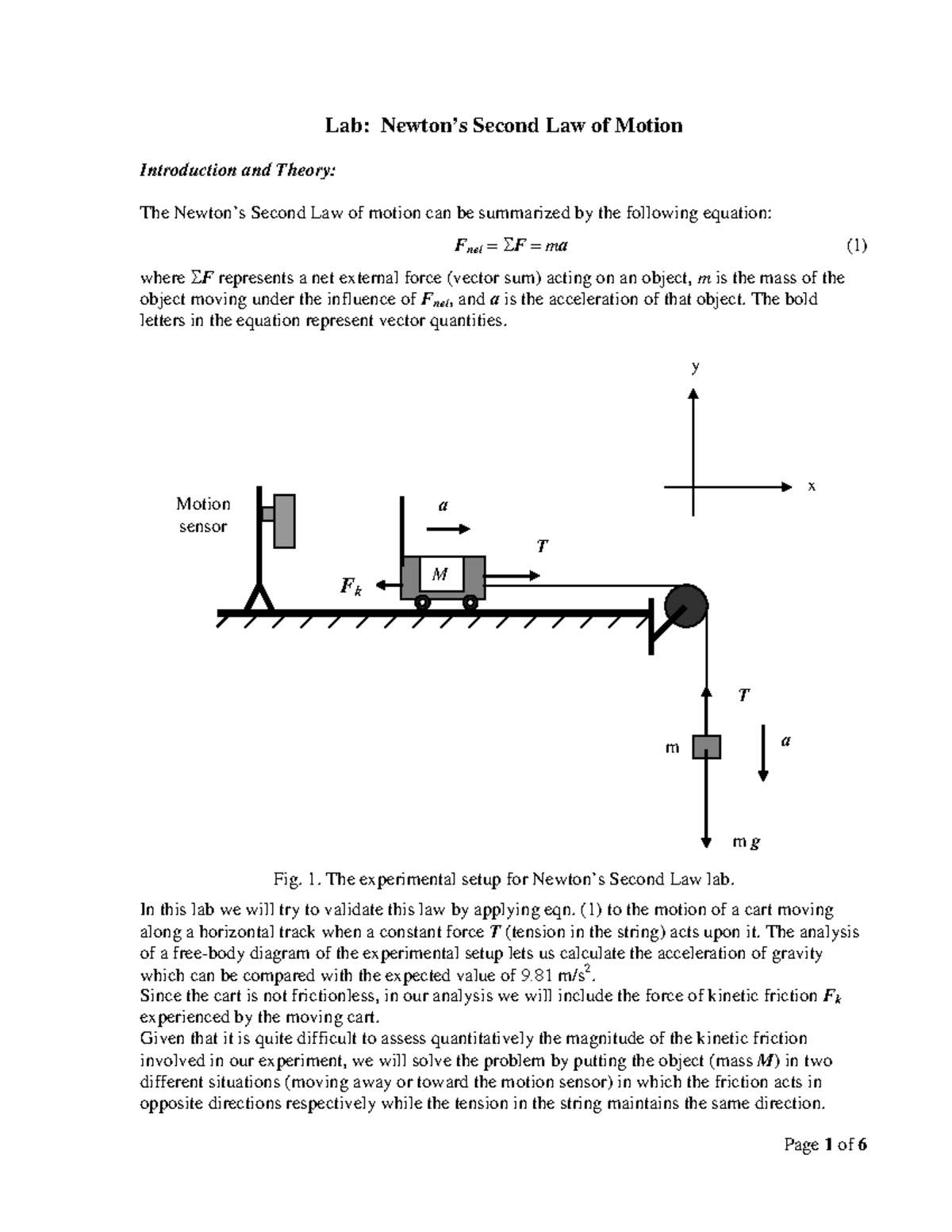 Lab Manual 4 Newton's 2nd Law - Lab: Newton’s Second Law of Motion ...