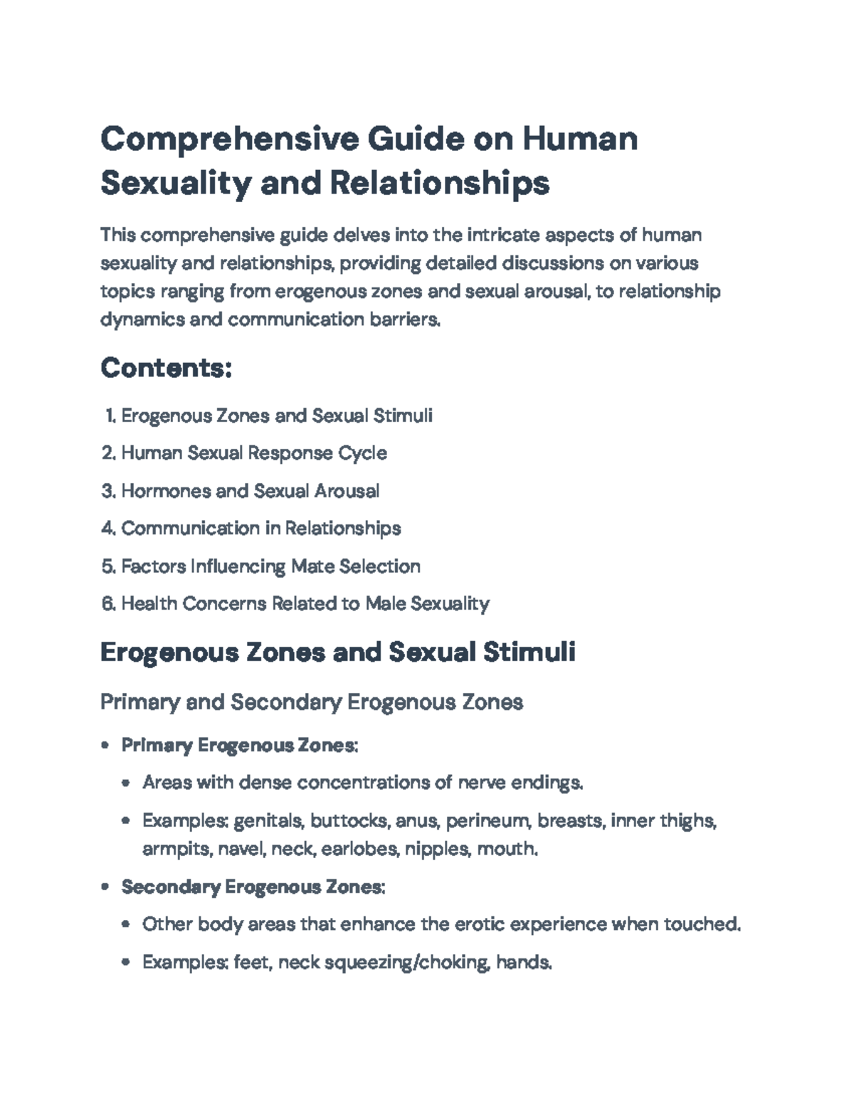 Human Sexuality and Relationships: A Comprehensive Guide for Study ...