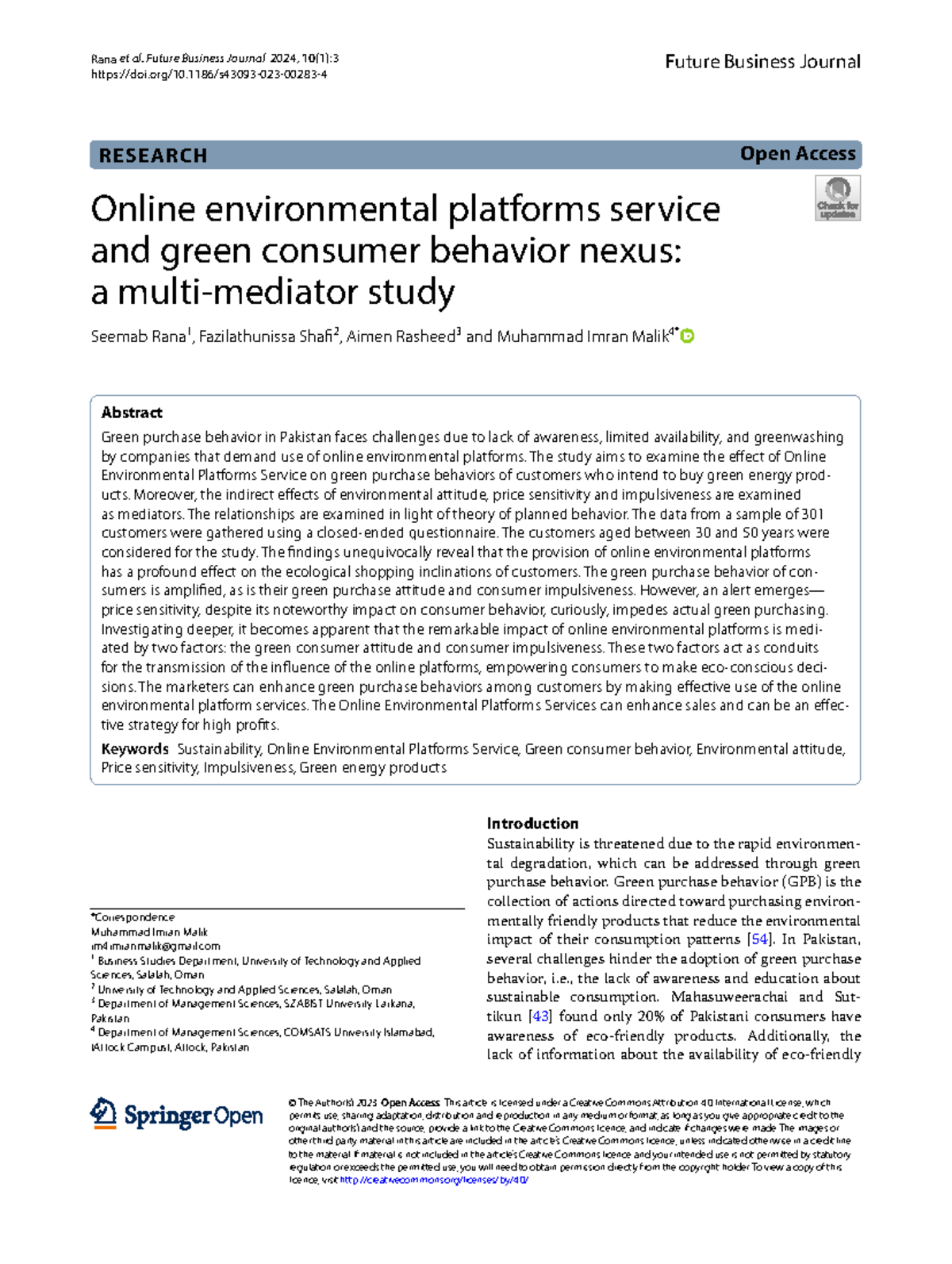 Online Environmental Platforms and Green Consumer Behavior: A Study ...