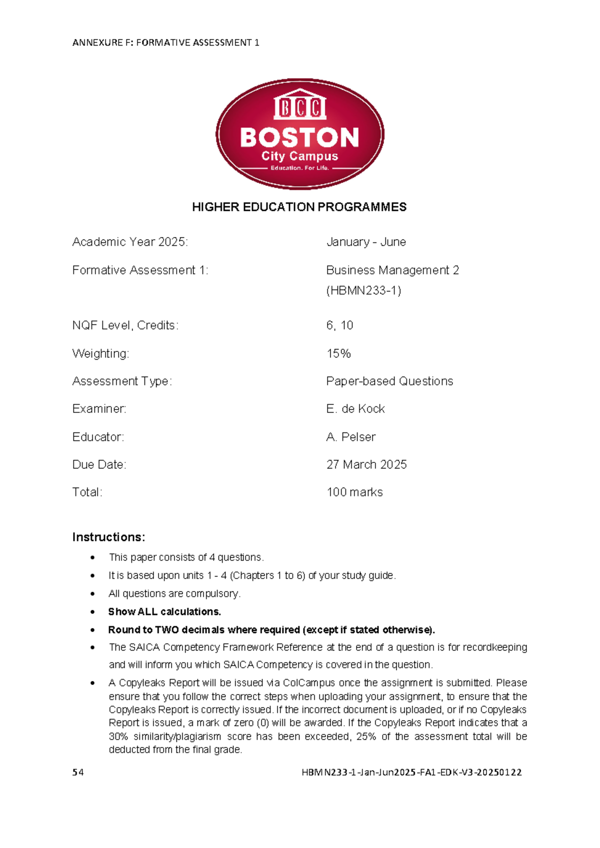 F. HBMN233-1-Jan-Jun2025-FA1-EDK-V3-20250122 - HIGHER EDUCATION ...