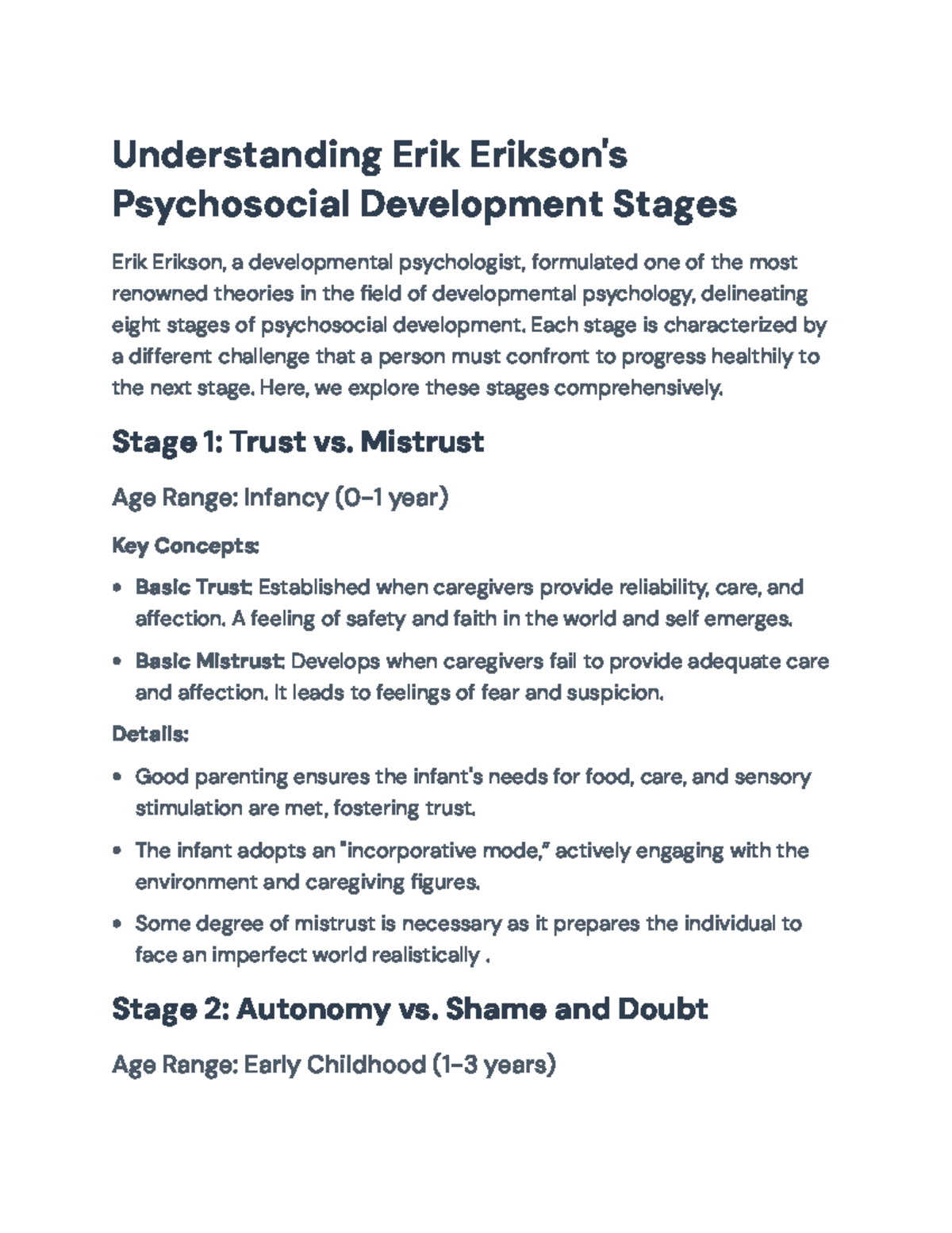 Understanding Erik Erikson's Psychosocial Development Stages - PSY101 ...