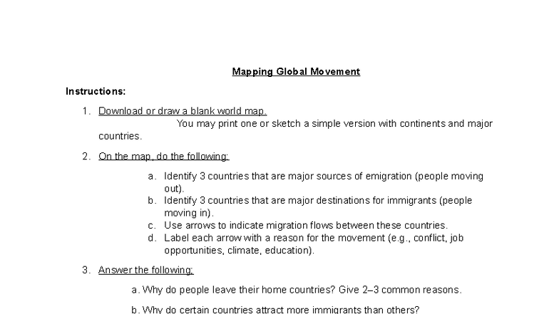 Global Mobility Assignment: Mapping Migration Flows - Studocu