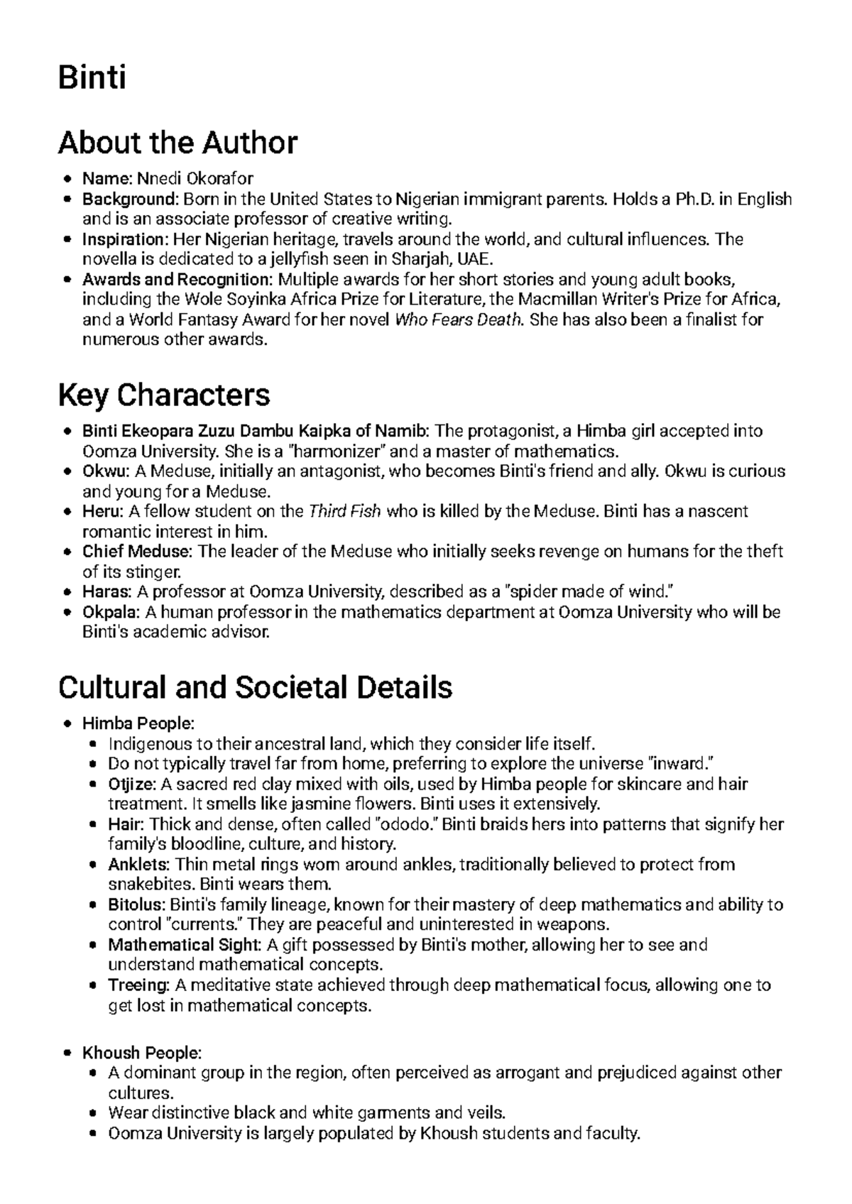 Binti (Course Code: ENG 101) Study Guide and Author Overview - Studocu