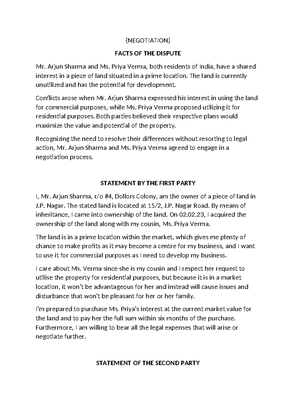 ADR Negotiation Case Study: Problems & Solutions Overview - Studocu