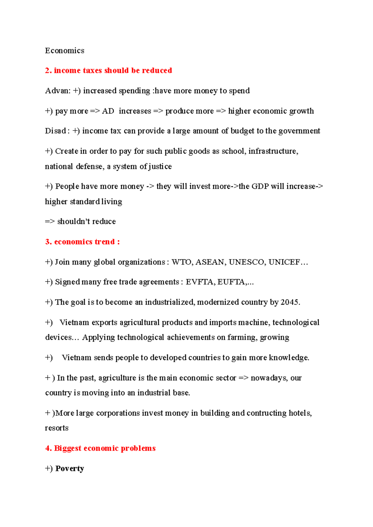 TA economic - english chuyên ngành nói kì 3 năm 2 - Economics 2. income ...