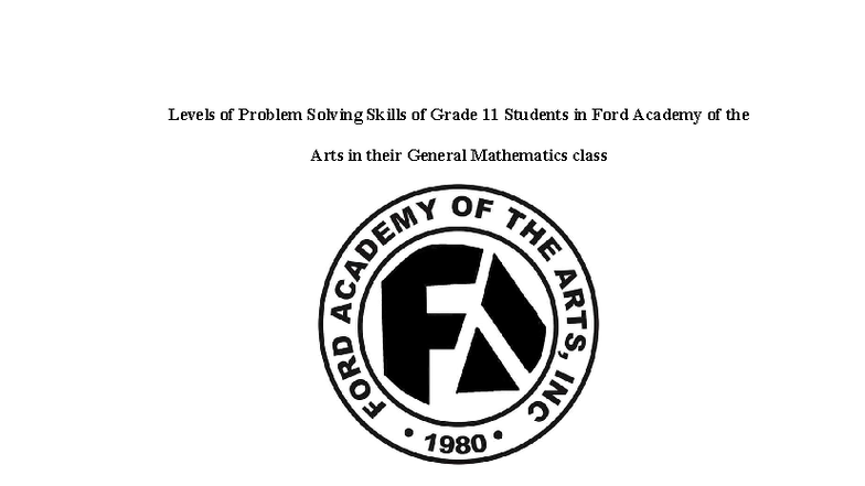Levels of Problem Solving Skills of Grade 11 Students in General Math ...